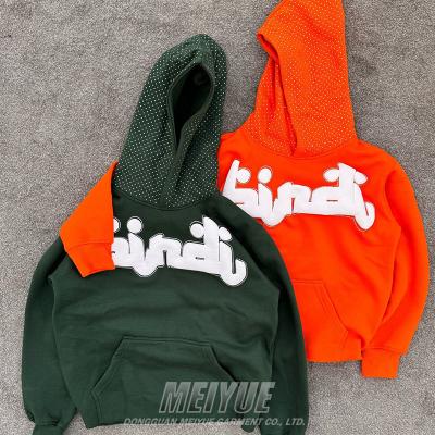 China 500gsm Custom Rhinestone Hoodie French Terry Hoodie Streetwear Puff Print for sale
