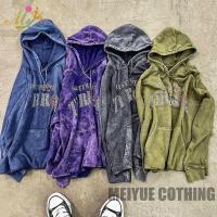 China Acid Wash Rhinestone Hoodie Dtg Printed Disstressed Oversized Streetwear Hoodie for sale