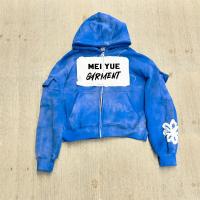 China Embroidered Patch Men Streetwear Rhinestone Hoodie Oversized Unisex Zip Up Hoodie for sale