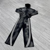China Custom Logo Heavyweight Acid Wash Sweatsuit With Sun Faded Stripes Distressed Screen Print And Zip Hoodie for sale
