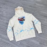 China Custom Embroidery Cartoon Anime Logo Distress Pullover Streetwear Pique Lining Cotton Hoodies Manufacturers for sale