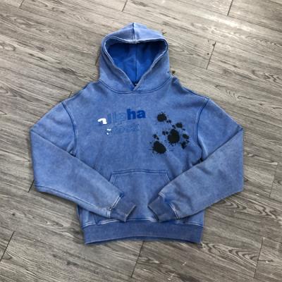 China OEM Custom Contract Stitch Distressed Vintage Pullover Fleece Cotton Oversized Stone Washed Streetwear Hoodies for sale