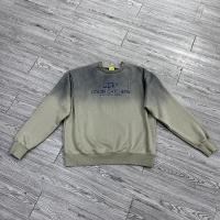 China Custom Distressed Ripped Screen Print Sweatshirt French Terry Crew Neck Color Vintage Washed Fleece Sweatshirts Men for sale