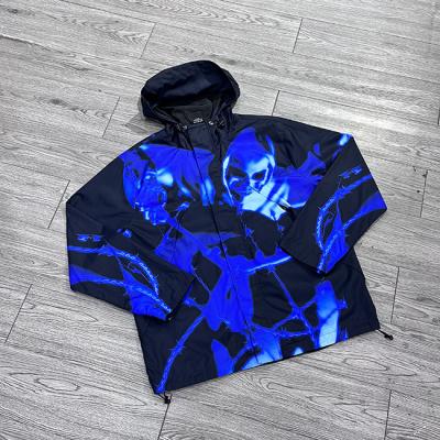 China Windproof Custom Dtg Print Windbreaker For Men Lightweight Zipper Nylon Track Work Digit Print Streetwear Casual Jacket for sale
