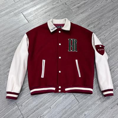 China Customized Size Men's Varsity Jacket With Chenille Embroidery Logo And Leather Sleeves for sale