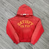 China Custom Pullover Hoodie Distress Vintage Acid Wash French Terry Screen Print Oversized Rhinestone Hoodie for sale
