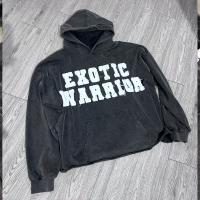 China Label Customized Printing Label Vintage Raw Hew Boxy Cut Edge Hoodie Applique Embroidery Patch Hoodie Cut And Sew Hoodie Men for sale