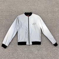 China Custom Heat Transfer Print Windbreaker Jacket For Men Reflective Shiny Finish And Zipper Closure for sale