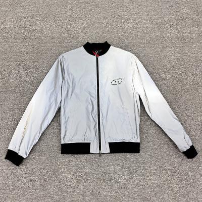 China Custom Heat Transfer Print Windbreaker Jacket For Men Reflective Shiny Finish And Zipper Closure for sale