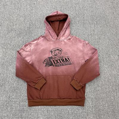 China Customized Printing Label Hoodie Unisex French Terry Cotton Acid Wash Vintage Streetwear Free Sample for sale