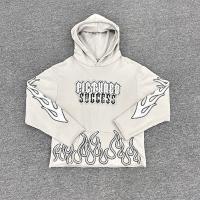 China Custom Open Bell Sleeves Screen Rhinestone Print Logo Hoodies French Terry Raw Hem Cropped Hoodie Customized Size for sale