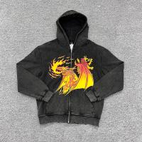 China Men's Custom Black Acid Vintage Heavy Weight Cotton Oversized Distressed Hoodie With Customized Printing And Colors for sale