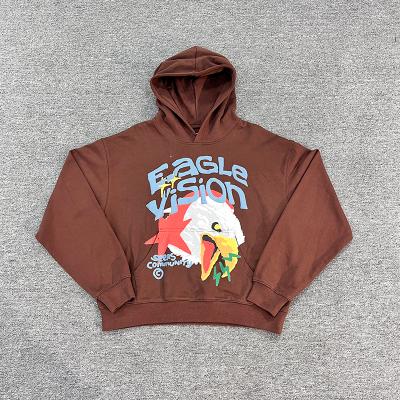 China Custom 100% Cotton Brown 3d Puff Printing 500 Gsm Heavyweight Pullover Oversized French Terry Puff Print Hoodie Men for sale
