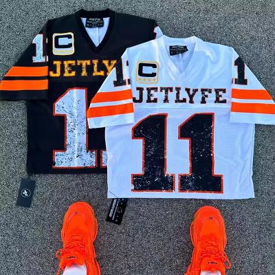 China Custom Jersey Print Logo Streetwear Oversized Cropped Tee Top Football Practice Mesh T-Shirt For Men for sale