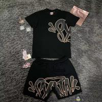 China Custom Vintage Short Set Acid Wash Print Boxy T Shirts Cotton Streetwear Shorts T-Shirt Puff Print Crop Tshirt Shorts Set for sale
