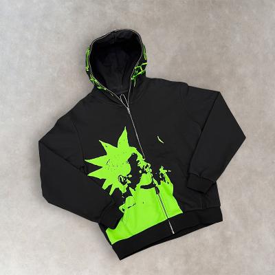 China OEM Fashion High Quality Custom Reflective Print logo Clothing Manufacturers Oversized 100 Cotton Full Zipper Hoodie for Men for sale