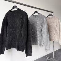China Custom Sweatshirt Warm Streetwear Sweater 3d Embroidered Knit Oversized Drop Shoulder Wool Soft Sweater Custom logo for sale