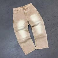 China Custom High Quality Loose Men's Denim Pants Manufacturer Vintage Distressed Oversized Wash Jeans Streetwear Baggy Denim Jeans for sale