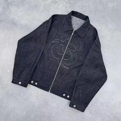 China OEM Custom Denim Jacket Fashion Streetwear Embroidered Denim Jacket and Denim Shorts Set Tracksuit Men for sale