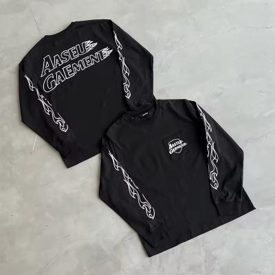 China Custom Heavyweight Vintage Screen Digital Print T-shirt Cotton Graphic Drop Shoulder Oversized Boxy Fit Long Sleeve T Shirt for sale