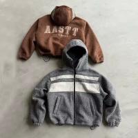 China Custom Fashion Mock Neck Fleece Warm Zip up Jacket Winter Outdoor Streetwear Oversized Chenille Embroidery logo Sherpa Jacket for sale
