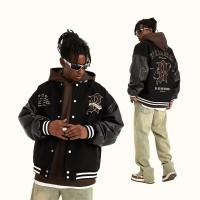 China Custom Logo Patchwork Streetwear Chenille Embroidery Winter Leather Bomber Letterman Men Varsity Jacket Manufacturer for Men for sale