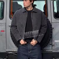 China Custom Denim Jacket Casual High Quality Streetwear Bomber Zip up Jacket Workwear Faux Suede Denim Jean Jacket for Men for sale