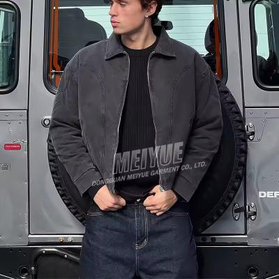 China Custom Denim Jacket Casual High Quality Streetwear Bomber Zip up Jacket Workwear Faux Suede Denim Jean Jacket for Men for sale