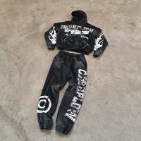 China Custom Logo Cropped Hoodies Applique Embroidered Patches Jogging Sweatsuits Acid Wash Tracksuits Jogger Sweatpants Men Set for sale