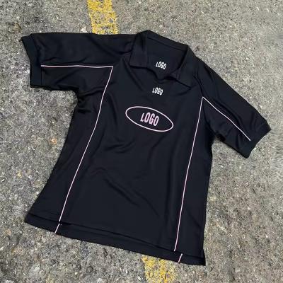 China Custom Short Sleeve Reflective Polo t Shirts Screen Print T-shirts Boxy Fit Tee Sport Casual Tshirt Manufacturers for sale