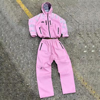 China Custom Windbreaker Track Suit Nylon Reflective Print Jacket Sweats Pant Joggers 2 Piece Sweatsuit Windbreaker Tracksuit Nylon for sale