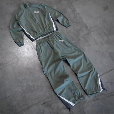 China Clothing Manufacturers Custom Blank Activewear Windbreaker Embroidery logo Zip up Jacket Baggy Sweatpants Track Suit for Men for sale