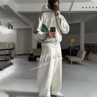 China Custom Sweatsuits Contrast Color Block Hoodie and Sweatpants Set 100% Cotton Sweat Suit Blank Hoodie Jogger Set Manufacturer for sale