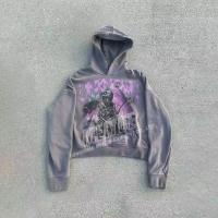 China Custom Sun Faded Hoodie No String Distressed Dtg Printed Acid Wash Drop Shoulder Hoodie Manufacturers Custom logo for sale