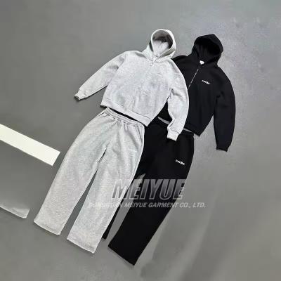 China Custom Sweatsuits 100% Cotton Zip up Hoodie High Quality Heavyweight Blank Hoodies and Baggy Sweatpants Set Tracksuit for Men for sale