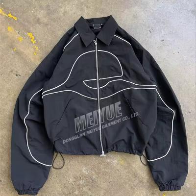 China Custom Zip up Nylon Track 3m Reflective Lightweight Windbreaker Jacket Waterproof Bomber Jacket Men Designer Jacket for sale