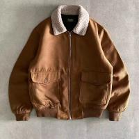 China Custom Embroidery logo Zipper up Sherpa Turn-down Collar Heavyweight Jacket for Men Winter Fleece Casual Jacket Slim Fit Jacket for sale