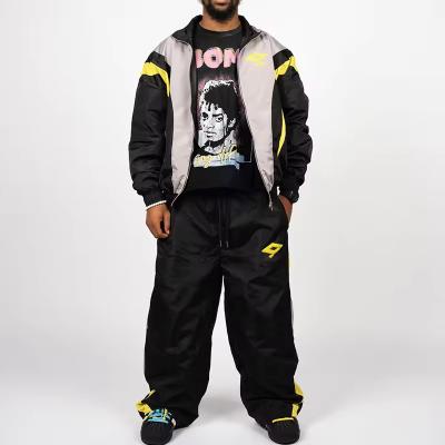 China Custom Windbreaker Jacket Stacked Baggy Loose Fit Sweatpants Nylon Tracksuit Set Oversized Jogging Suit Sweatsuit Men for sale
