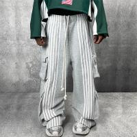 China Custom Wide Leg Stacked Sweatpants Baggy Straight Vintage Men's Pants Multiple Pockets Solid Striped Sweatpants for sale