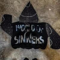 China Custom All Over Rhinestone Printing Hoodies men's Streetwear Acid Wash Letter Graphic Hoodies Cropped Pullover Black Hoodies for sale
