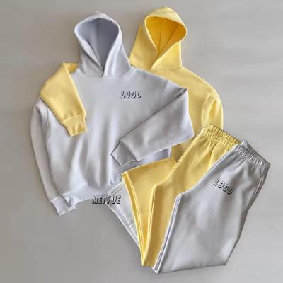 China Custom Embroidery LOGO French Terry Tracksuit for Men Blank 100% Cotton Unisex Tracksuit Heavyweight Plain Pullover Tracksuit for sale