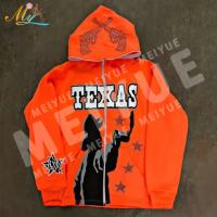 China Clothing Manufacturer Custom Fashion Rhinestones Full Face Zip Hoodie Custom logo Men Hip Hop Oversized Full Face Zip Hoodie for sale