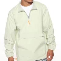 China Hot Selling OEM Wholesale Custom Lightweight Windbreaker Quarter Zip Plain Solid Color Casual Nylon Anorak Jacket for Men for sale
