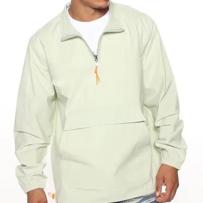 China Hot Selling OEM Wholesale Custom Lightweight Windbreaker Quarter Zip Plain Solid Color Casual Nylon Anorak Jacket for Men for sale