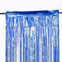 China 1*2m Blue Fringe Backdrop Metallic Tinsel Foil Fringe Curtains for sale