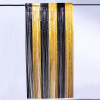 China Gold Black Fringe Curtain 1m 2m Metallic Fringe Curtain Party Decoration for sale