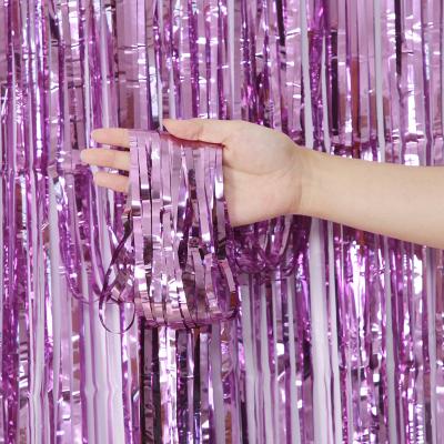 China Purple Metallic Backdrop Curtain 6.5*3ft Party Curtains Backdrop for sale