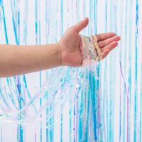 China Blue Silver Fringe Backdrop 100x200cm Foil Fringe Backdrop Custom for sale