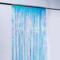 China 2m 3m Blue Silver Tinsel Backdrop Rain Curtain Foil Backdrop for sale