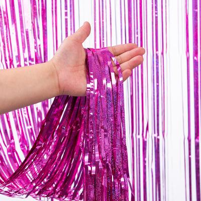 China Rose Laser Foil Curtain 4x6m Christmas Laser Rain Curtain Customized for sale